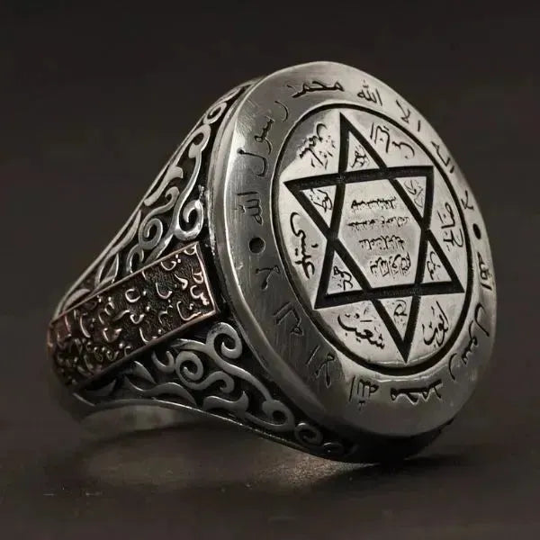 King Solomon Symbol Ring, Judah Star Signet Ring, Silver Prophet ...